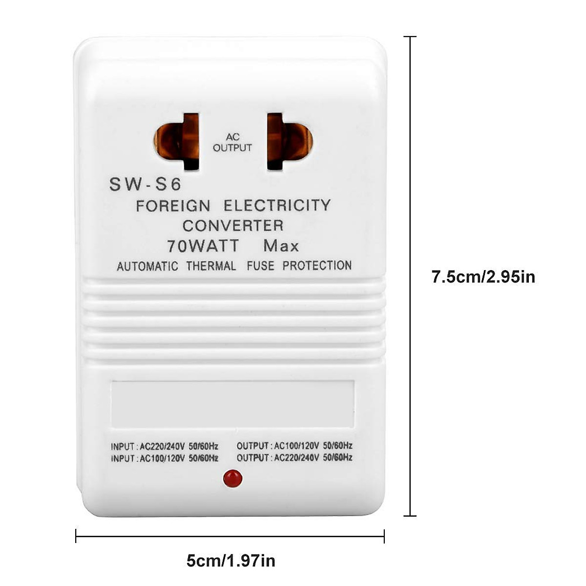 70W 110V/120V to 220V/240V StepUp& Down Voltage Converter Transformer (CN Standard Plug)