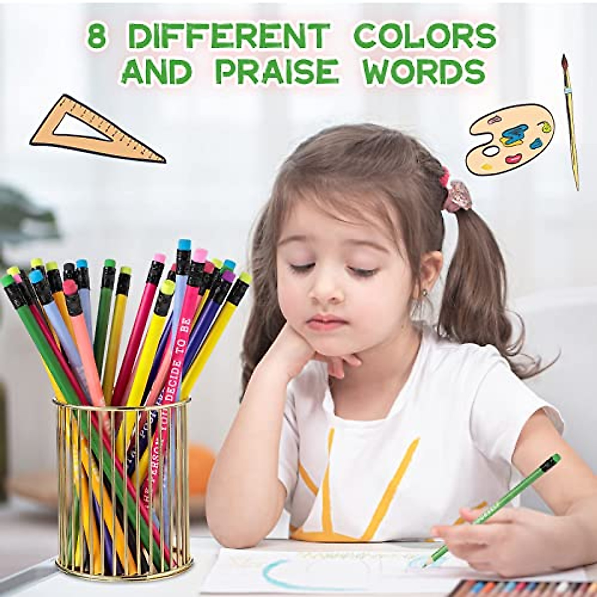 40 Pcs Motivational Pencils Color Changing Mood Pencil Inspirational Pencil Cute Pencil Personalized Pencil with Saying Heat Activated Pencil For Student(Simple Color,Classic Style)