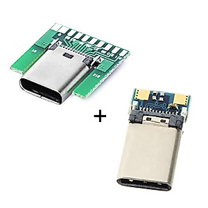 chenyang USB C DIY Connector USB 3.1 Type C 24Pin Male Plug ＆ Female Socket Port Repair Replacement Solder Adapter with PCB Board