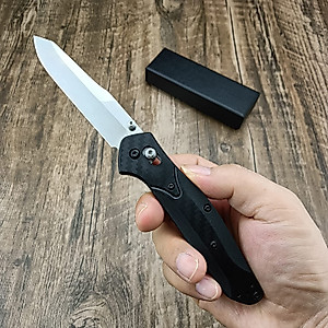 HUAAO Axis Lock Knife, EDC Folding Pocket Knives, 3.3 inch Satin Plain Edge Reverse Tanto Blade, Black Grivory Fiberglass Lightweight Handle with Belt Clip, for Outdoors, Camping