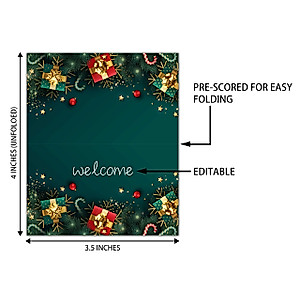 Place Cards for Christmas Party, Editable Name Place Cards, Seating Place Cards for Tables, Tent Style Cards for Wedding, Dinner Party or Any Occasion, Easy Folding, Pack of 25 Escort Cards(A07)