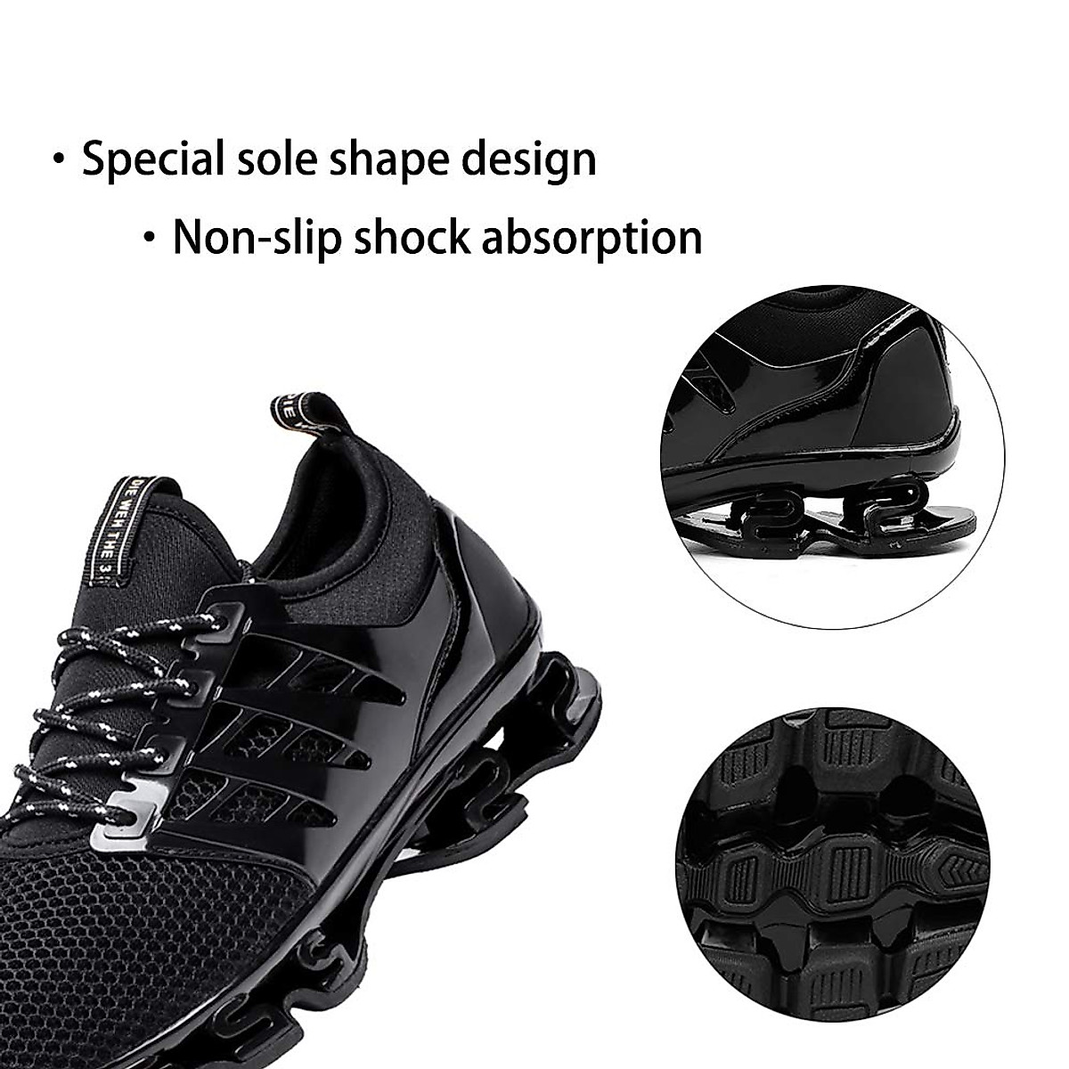 SKDOIUL All Black Tennis Shoes Black Mens Walking Shoes Black Shoes for Men mesh Breathable Slip on Walking Shoes Fashion Casual Sneakers Black Size 9