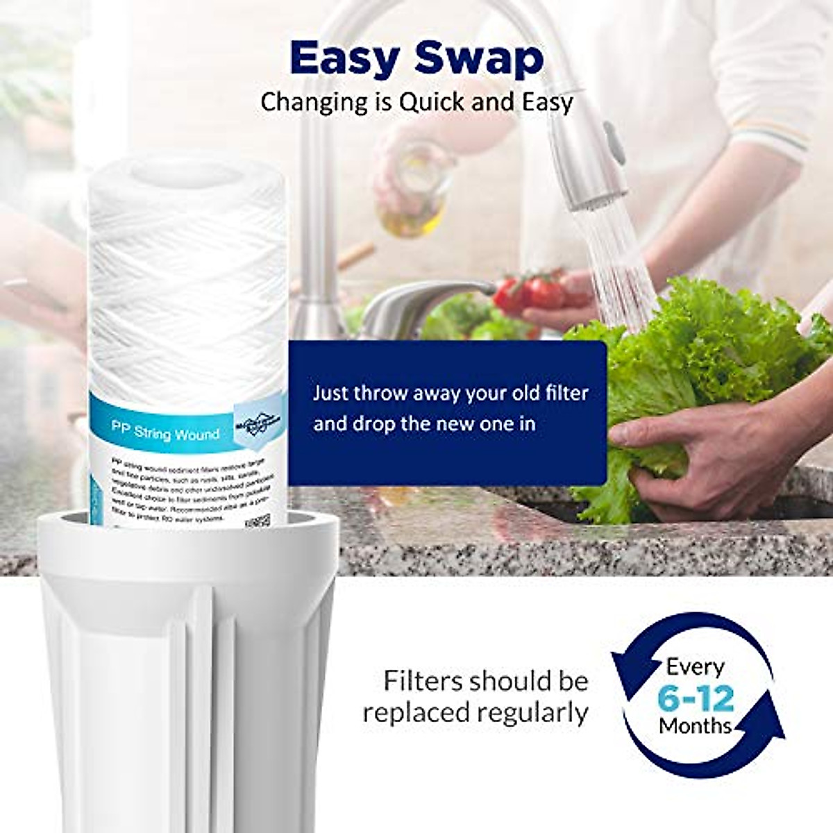 42 Pack of 10 Micron 10"x2.5" String Wound Whole House Water Filter Replacement Cartridge by Membrane Solutions, Universal Sediment Filters for Well Water, Compatible with WFPFC4002, CW-F, CW-MF, WP-5