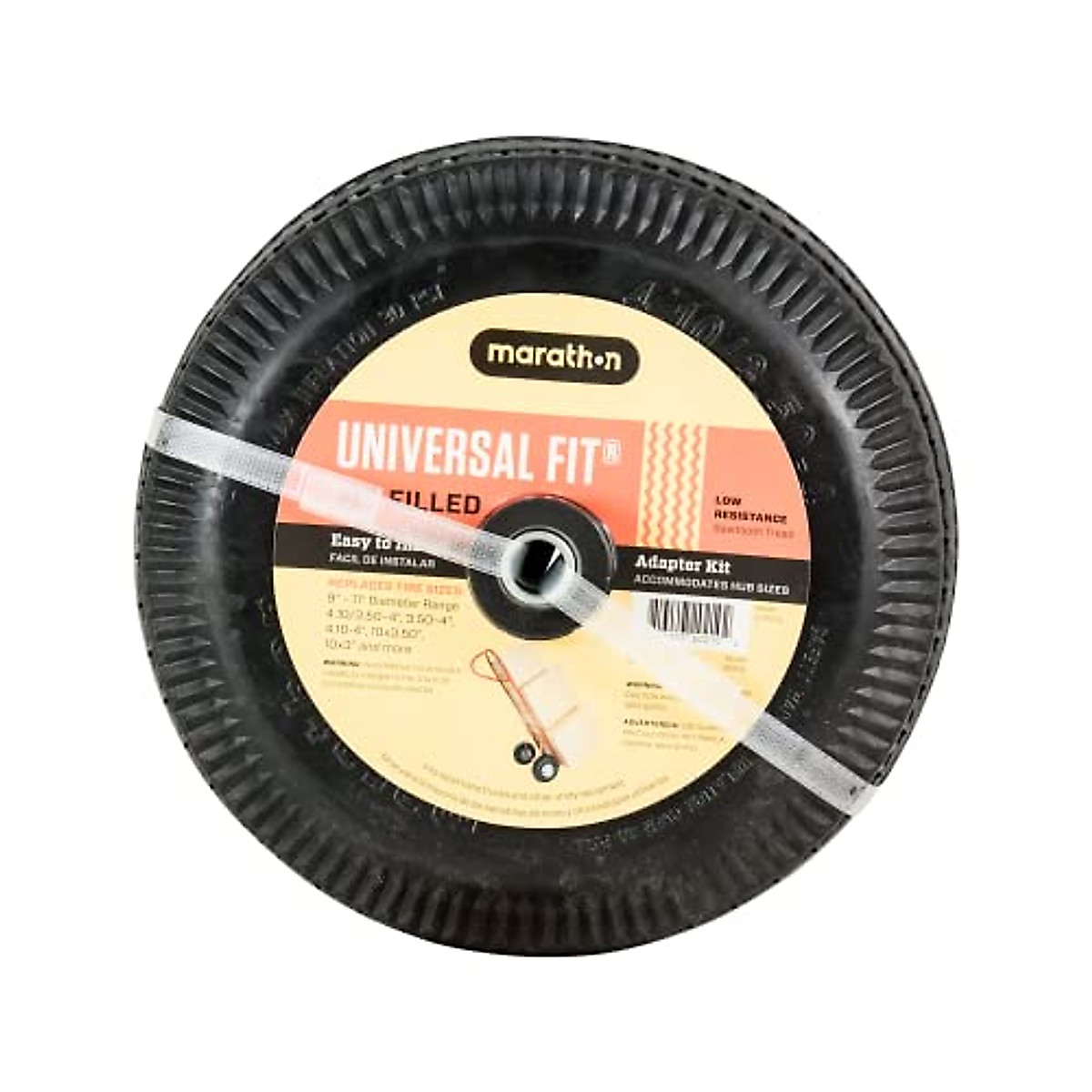 Marathon Universal Fit Pneumatic (Air Filled) Hand Truck / All Purpose Utility Tire on Wheel with Adapter Kit Included