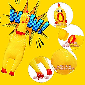15 Pcs Rubber Chicken Screaming Chicken squeeze Novelty Squeaky Noise Shrilling Shrieking Squawking Chicken Noisemaker Novelty Gadget for Dogs Pets, 6.3 Inch