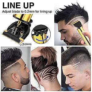 Professional Hair Clippers for Men Cordless Hair Trimmer Ornate Beard Trimmer Lineup Hair Clipper Rechargeable Grooming Kit Adjustable Hair Trimmers Outliner Edgers Haircut Kit with LED Display Gold