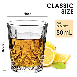JAIEF 1.7 OZ Tequila Shot Glasses Heavy Base Shot Glass, Crystal Cordial Glasses (Set of 8)