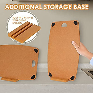 Cutting Boards for Kitchen Set of 3, Wood Cutting Boards with Holder, Non Slip Chopping Boards - Medium & Large Bamboo Cutting Boards, Kitchen Chopping Board for Meat Cheese board