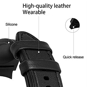 COEPMG 20mm Silicone+Leather Smart Straps for Samsung Galaxy Watch 4 Classic 46 42mm/Watch4 44mm 40mm Band No Gaps Wristbands Bracelet (Color : Dark Brown, Size : Galaxy watch4 40mm)