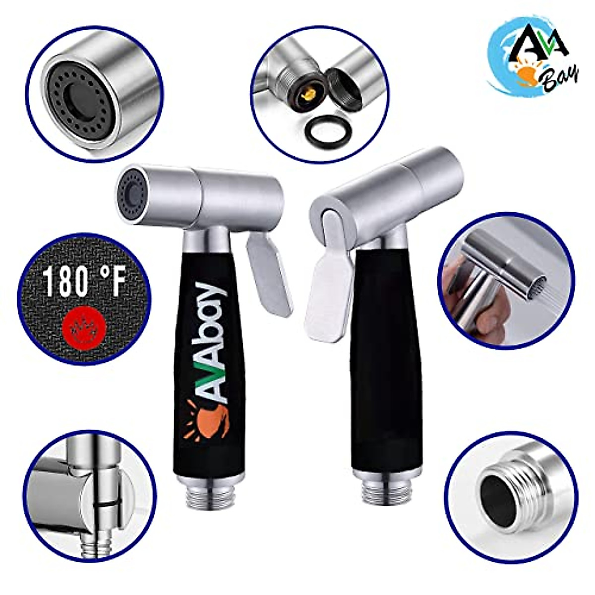 AVAbay Dual Mode Sprayer Head-Bidet Spray w/Chrome Finish - Cloth Diaper Shattaf - Pet Wash (Style 1)