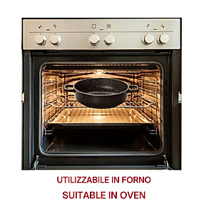 Olympia Hard Cook 11 Inch Die Cast Aluminum Deep Pan With 2 Side Handles and Glass Lid