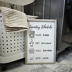 Athena's Elements Farmhouse Laundry Room Wall Signs, Funny Home Decor Rustic Wooden Sign, Laundry Quotes for Modern Laundry Room, 11x16 Inches