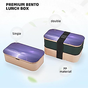 Lightning Storm Adult Lunch Box, Bento Box, With Cutlery Set Of 3, 2 Compartments, Rectangular, Lunch Box For Adults