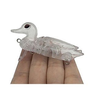 2Jointed Duck Bait 5PCS Blank Unpainted top Water Fishing Lures Topwater Swimbait Clear Hard Duck 8374# with Free Eye