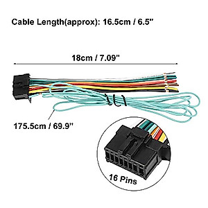 X AUTOHAUX Car Stereo CD Player Wiring Harness Wire Radio Adapter Install Plug 16 Pins for Pioneer