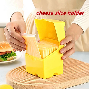 CREHNIL Cow Cheese Slice Holder Storage Container For Refrigerator Sliced Shredded Keeper Containers For Fridge (Yellow)