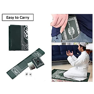 Kellegour 2 Pieces Muslim Travel Prayer Mat,Muslim Prayer Carpet,with Compass Pocket Sized Carry Bag,Muslim Prayer Rug and Attached Compass,Islamic Prayer Rug,Islamic Prayer Pad