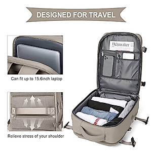 Large Travel Backpack Women, Carry On Backpack, Hiking Backpack Waterproof Outdoor Sports Rucksack Casual Daypack with USB Charging Port Shoes Compartment, Grey Brown