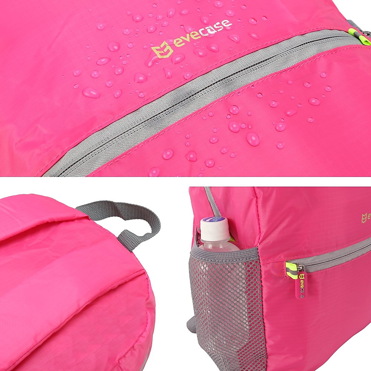 Packable Daypack - Evecase Lightweight Water Resistant Outdoor Hiking Backpack -Pink
