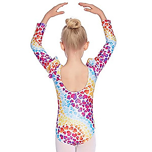 Arshiner Girls Gymnastics Leotards Ruffle Long Sleeve Shimmer Ballet Unitard Dancewear for 3-10 Years