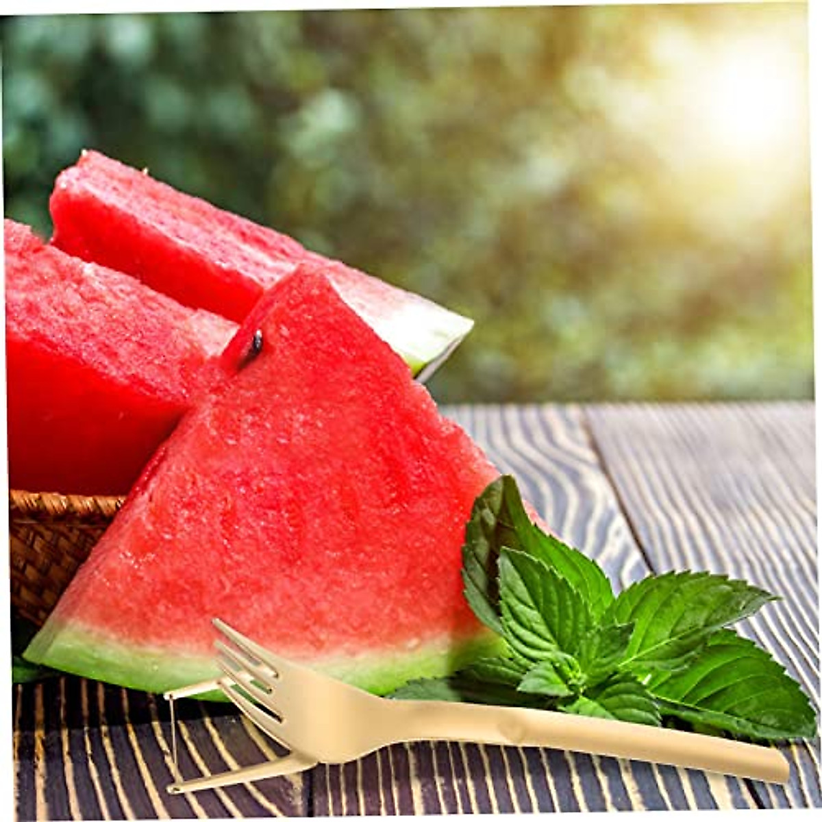 TENDYCOCO 5pcs Watermelon Fork Multipurpose Vegetable Slicer Watermelon Multitools Tasting Forks Multipurpose Slicer Watermelon Cutter Mutitool Peeler Stainless Steel Cut into Pieces