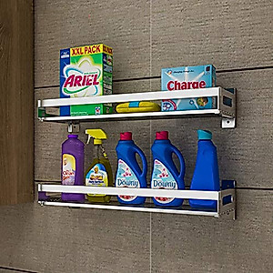 DRNKS Kitchen Wall Shelf Bathroom Wall Hanging 304 Stainless Steel Punch Free Wall-Mounted Household Multifunctional Seasoning Shelf Suitable for Kitchen ( Size : 30cm )