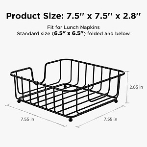 Napkin Holder for Table, GMFINE Black Napkin Holder for Kitchen & Dining Table, Modern Neat Metal Napkin Holder, 6.9" x 6.9" x 2.2" Inside Size