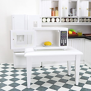 Miniature Microwave Dollhouse Accessories Oven Mini Kitchen Furniture Appliance 1:12 Mini House Decoration Model Decor High Simulation Accessories Ornaments (White)