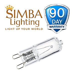 Simba Lighting Halogen Light Bulb G9 T4 25W JCD Bi-Pin (10 Pack) for Chandeliers, Pendants, Cabinet Lights, Landscape Lights, Desk and Floor Lamps, Wall Sconces, 120V Dimmable, 2700K Warm White
