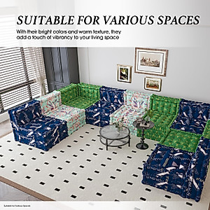 Daneey 3-in-1 Floor Sofa Convertible Chair Bed Large Floor Pillow Floor Couch for Adults Chair Bed Sleeper for Living Room Bedroom Apartment, 2 Sets, Blue Feather