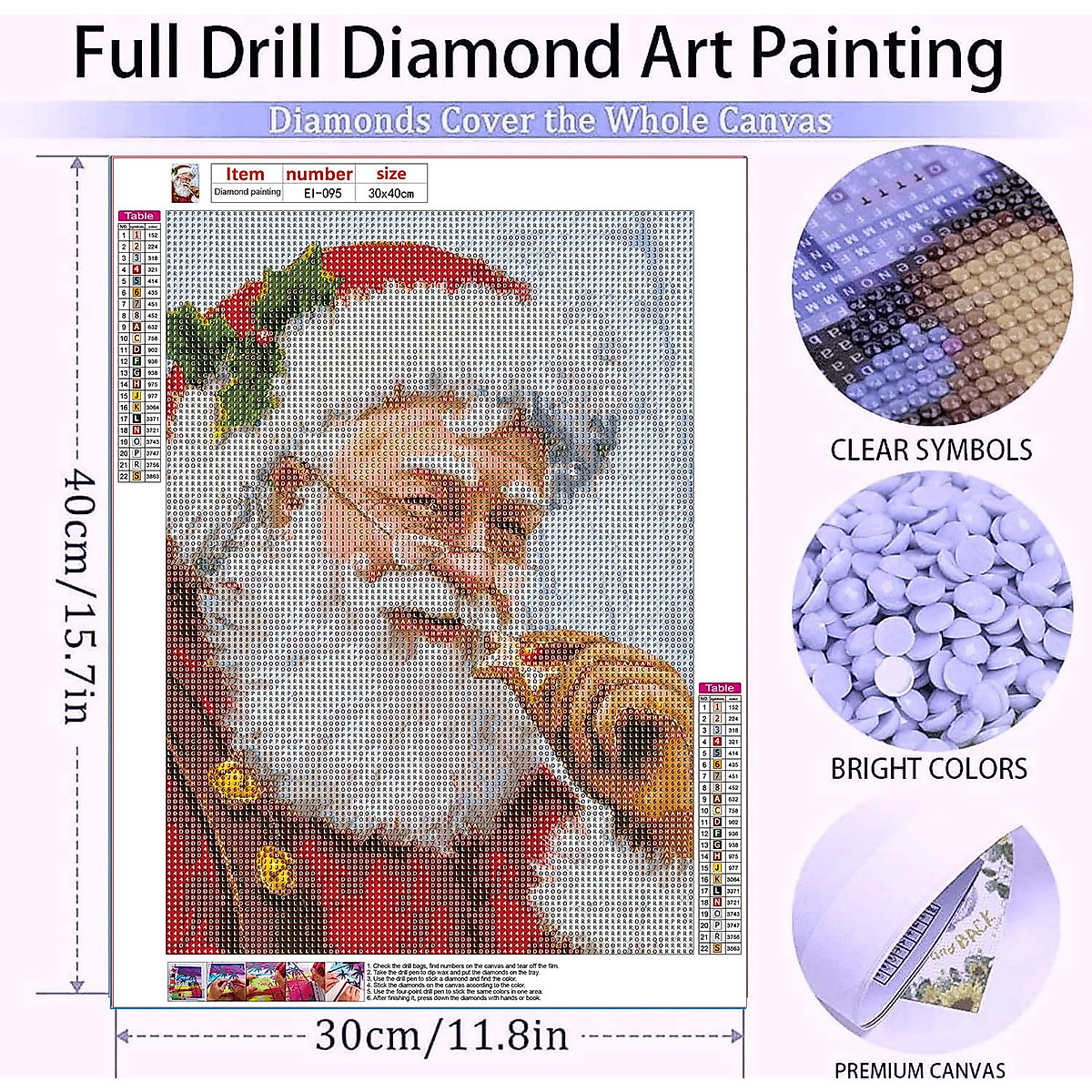 EIBEILI Diamond Painting Kits for Adults Christmas Santa Claus DIY 5D Diamond Art Kits for Kids Beginners Full Drill Diamond Dots Crystal Craft Kits for Home Wall Art Bedroom Decor Gifts 11.8x15.7 in