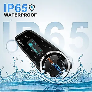 Fodsports FX6S Motorcycle Bluetooth Helmet Intercom Communication System with LED Screen - Connect up to 6 Riders, Voice Dialing, Universal Motorbike Communicator for ATVs and Dirt Bikes - 1 Pack