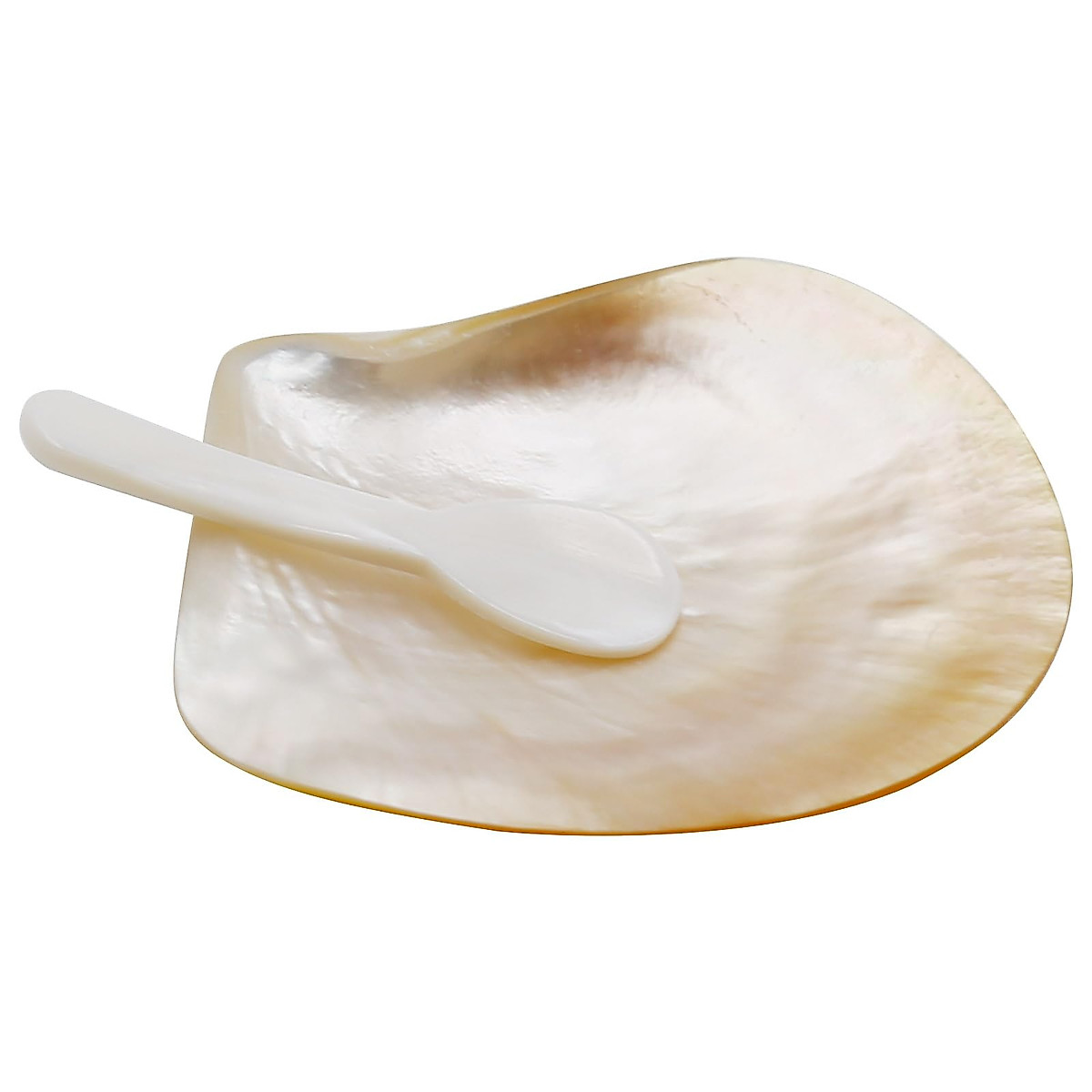 ZUDKSUY Caviar Plate 2 Pcs Natural Shell Plate Set : Mother of Pearl Caviar Plate and Caviar Spoon Set for Caviar Jewelry Appetizers Desserts Decorations