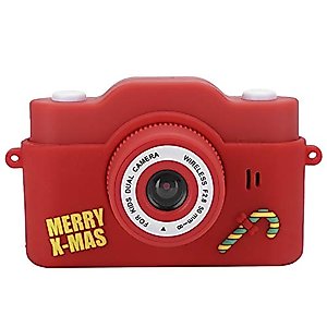 Jopwkuin Santa Child Camera, Red Child Camera Portable Easy to Operate One Key Shooting with Built in Mp3 Music Multi Languages for Gifts for Outdoor