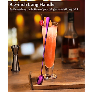 Lovingly Yours 9.5-Inch Long Handle Ice Tea Spoons, Ice Cream Spoons, Iced Teaspoons Long Coffee Spoons, Stainless Steel Stirring Spoons, Set of 4