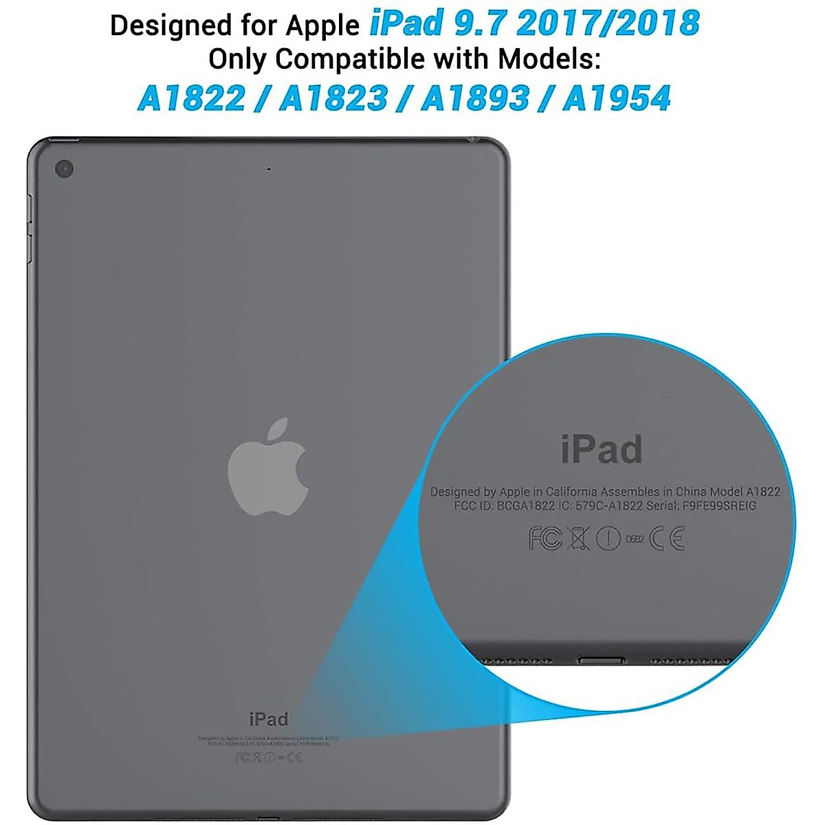 Asgens Case for iPad 9.7'' 5th/6th Generation 2017/2018, Transparent Slim Silicon Soft TPU Tablet Computer Case [Shock Absorption] for Apple New iPad 9.7 inch Models A1822/A1823/A1893/A1954
