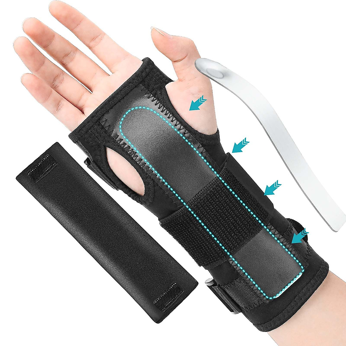 PKSTONE Wrist Splint for Carpal-Tunnel Syndrome, Adjustable Compression Wrist Brace for Right and Left Hand, Pain Relief for Arthritis, Tendonitis, Sprains