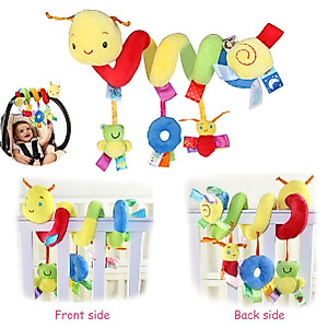 ifundom Car Seat Toys, Toys for Car Seat Crib Mobile Bed Around Rattle Bell Cartoon Insect Stroller Hanging Stuffed Wrap Spiral Safety Plush Toys for Crib Bed Stroller Car Seat Bar