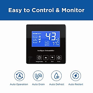 Moiswell 145 Pint Commercial Dehumidifier with Drain Hose for Crawl Spaces, Basements, Industry Water Damage Unit, Large Capacity, Compact, Portable, Auto Defrost, Memory Starting