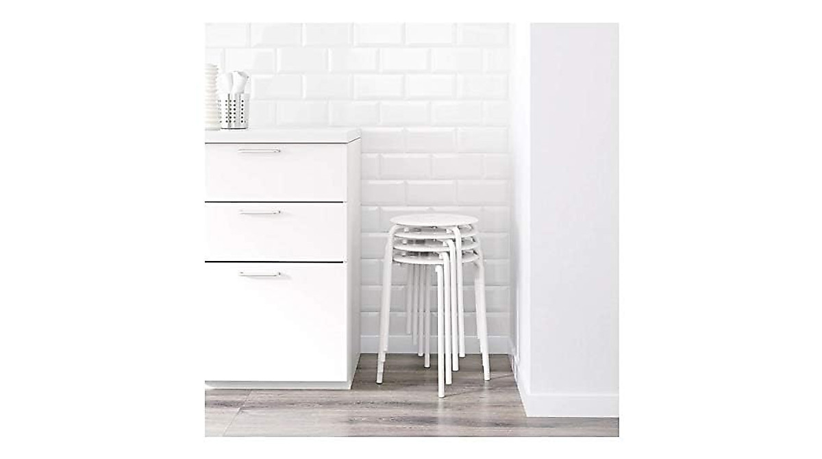Ikea Marius White Stool - Stackable & Durable