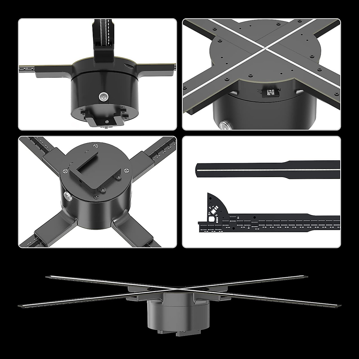 3D hologram fan-19.6in 1080PX Hi-Resolution 576 HD LED beads hologram fan-Holographic Video Advertising Projector Support real-time screen casting+splicing+Bluetooth audio+APP (A-P50)