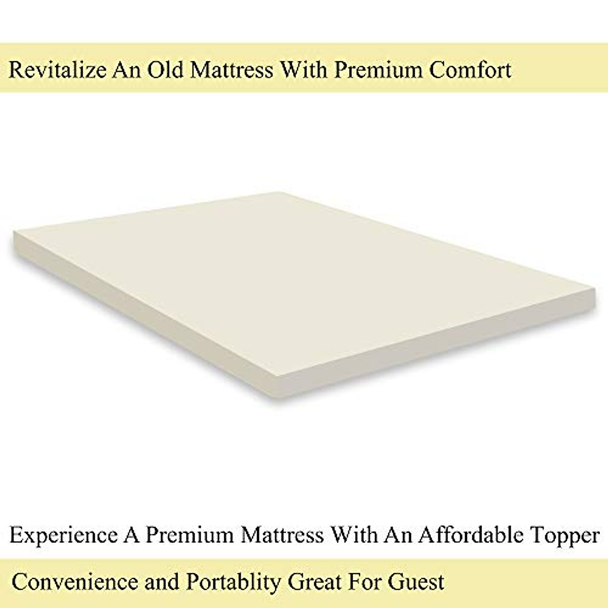 Mattress Solution 2-Inch High Density Foam Topper,Adds Comfort to Mattress, Twin, white
