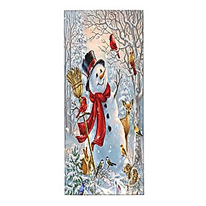 Groamaup Winter Birds Snowman Christmas Snow Soft Hand Towels Bath Fingertip Towel Decorative Multipurpose for Home Kitchen Swim Spa 12 X 27.5 Inches