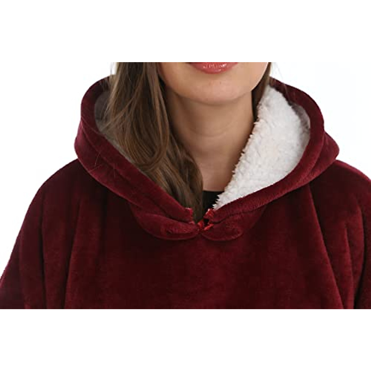 Zillywood Oversized Wearable Blanket Hoodie with Removable Sleeves, Hood and Bottom. Soft Customizable Fleece Blanket Hoodie with Sleeves, Wearable Warm Snuggle Blanket with Zippers. (Wine, One Size)