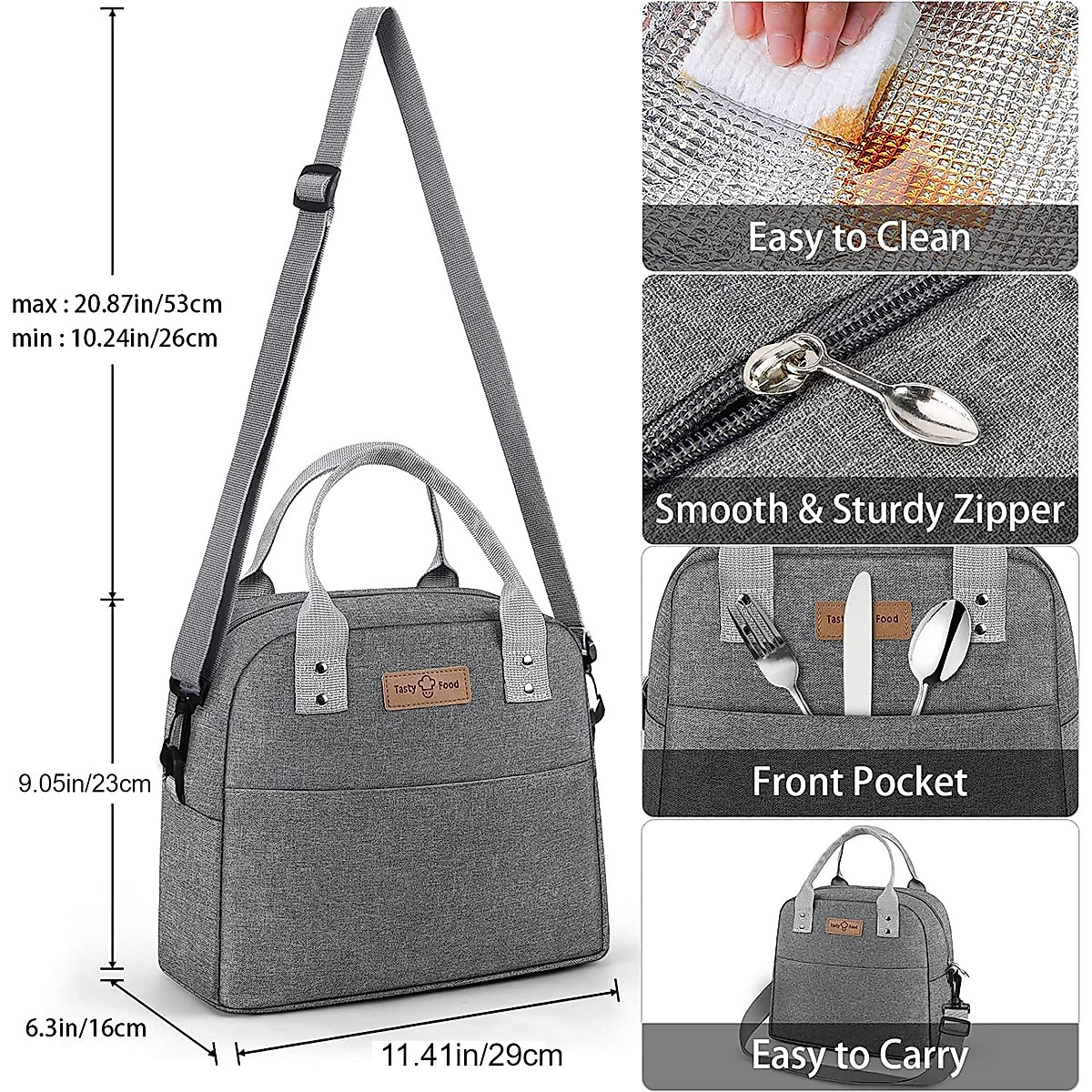 Insulated Lunch Bags for Women Men - Reusable Cooler Lunch Box for Office, Work, Picnic, Beach- Freezable Lunch Bag Organizer for adults - Leakproof lunch bag with adjustable shoulder strap.