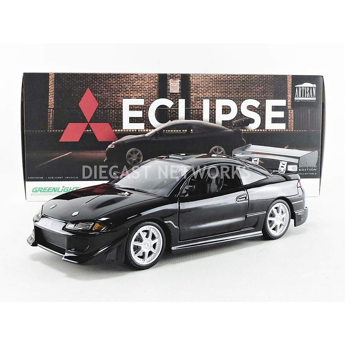 Greenlight Artisan Collection 19040 1995 Mitsubishi Eclipse Black 1:18 Scale