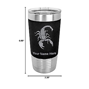 LaserGram 20oz Vacuum Insulated Tumbler Mug, Scorpion, Personalized Engraving Included (Faux Leather, Black)