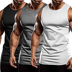 COOFANDY Mens Workout Tank Tops Pack Cut Off Shirts Bodybuilding Fitness Muscle Tee Shirts for Summer Yoga Tank