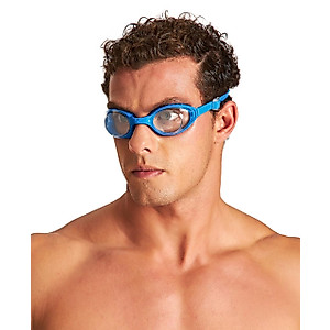 Arena Unisex Adult Air-Soft Anti-Fog Swim Goggles for Men and Women Recreational Swimming Superior Comfort Air Seals Technology, Clear/Blue