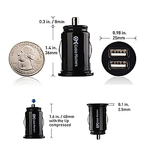 Cable Matters Updated Version 2-Pack 10W 2A Flush Mount Mini Dual USB Car Charger with Smart Charging Chipset for iPhone XR XS, Samsung Galaxy S10, Note 9, LG G7, V40, Google Pixel 3, and More